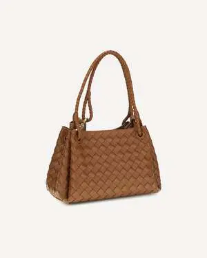 Bottega Veneta Intrecciato Shoulder Bag - Brown