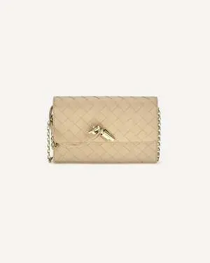 Bottega Veneta Andiamo Pouch On Chain - Beige