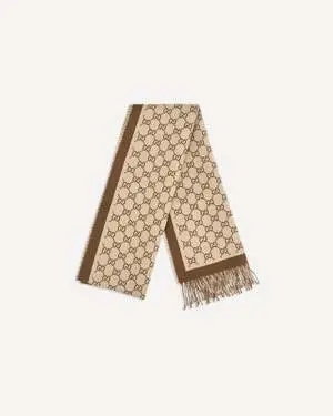 Gucci Gg All-over Wool Scarf - Beige