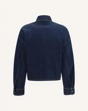Prada Denim Shirt With Logo Plaque