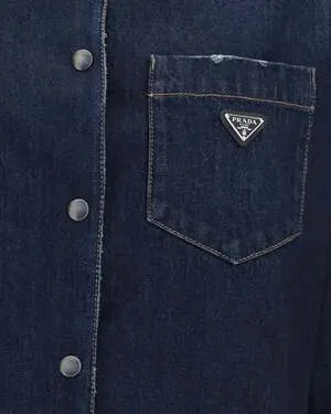 Prada Denim Shirt With Logo Plaque