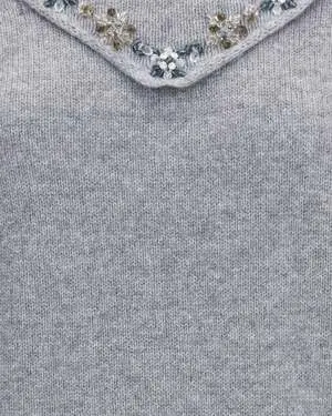 Prada Sweater With Integrated Embellished Scarf - Grey