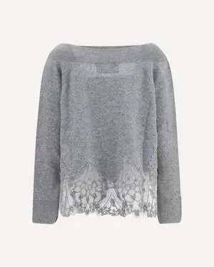 Ermanno Scervino Boat Neck Lace Trim Sweater