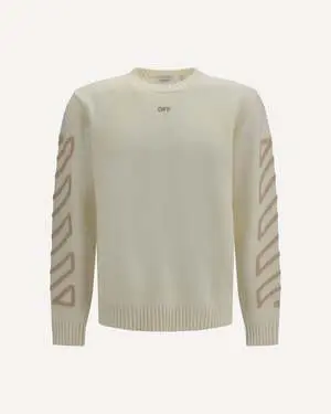 Off-White Arrow Fuzzy Crewneck Sweater - Cream