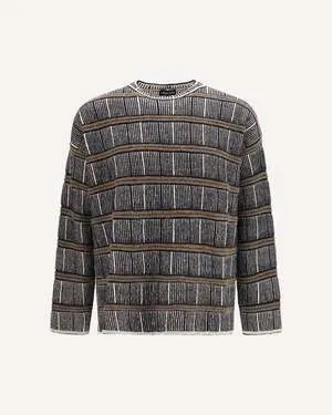 Giorgio Armani Oversized Ribbed Sweater In Silk And Virgin Wool Blend - Blue