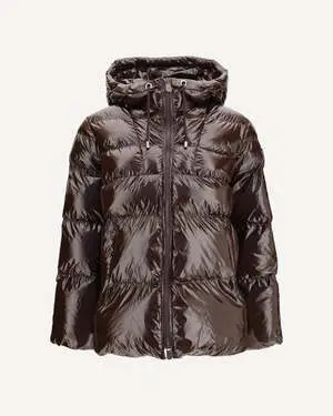 Pinko Hooded Eleodoro Down Jacket - Brown