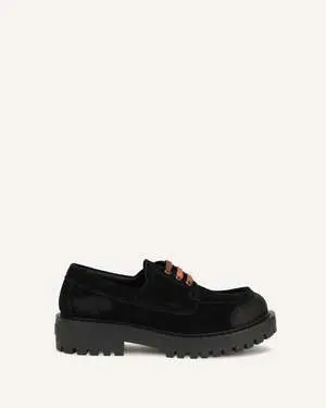 Prada Suede Lace-up Loafers - Black