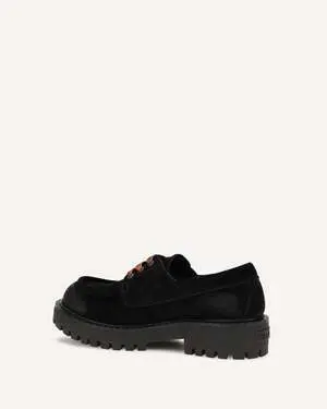 Prada Suede Lace-up Loafers - Black