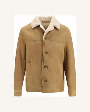 SALVATORE SANTORO Sheepskin Leather Jacket With Fur Lining - Brown