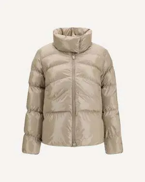 Pinko Quilted Puffer Jacket With Funnel Neck - Beige