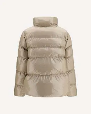 Pinko Quilted Puffer Jacket With Funnel Neck - Beige
