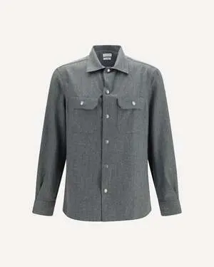 Brunello Cucinelli Virgin Wool Shirt Ale - Grey