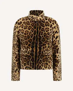 Max Mara Printed Smooth Velvet Boxy Jacket - Brown