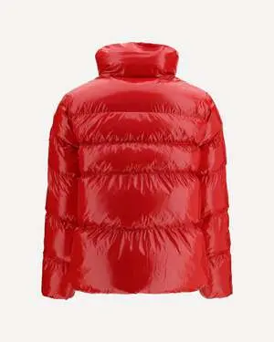 Pinko Glossy Quilted Puffer Jacket With Funnel Neck