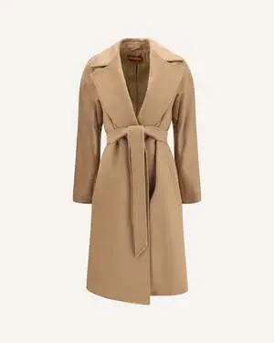 Max Mara Peak Lapel Wool Coat - Beige