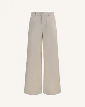 Max Mara Wide Leg Cotton Bull Denim Trousers - Beige