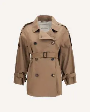 Max Mara Short Water Repellent Twill Trench Coat - Brown
