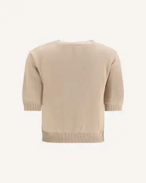 Max Mara Cotton Knit Sweater With Ebroidery Feale