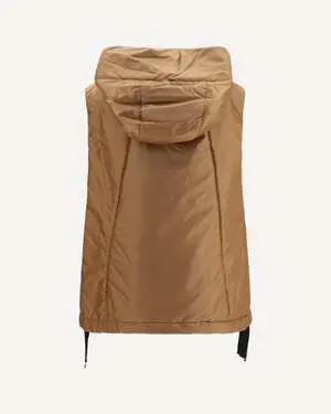 Max Mara Hooded Padded Vest In Water Repellent Canvas - Brown