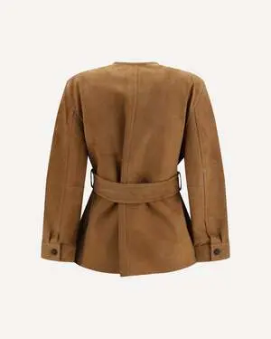 Max Mara Suede Leather Jacket With Belt