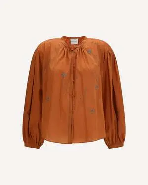 FORTE_FORTE Embroidered Voile Shirt - Orange