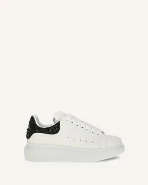Alexander McQueen Oversized Sneakers With Suede Heel And Crystal Details - White