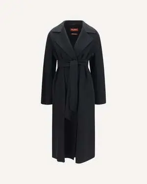 Max Mara Wool, Cashmere, And Silk Long Robe Coat - Black