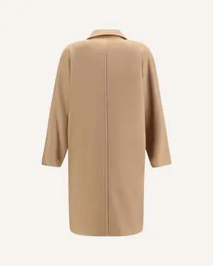 Max Mara Double Breasted Wool Drap Coat - Beige