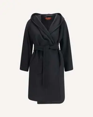 Max Mara Wool Drap Robe Coat - Black