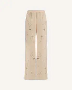 FORTE_FORTE Fleurs D'orient Embroidered Crushed Velvet Trousers