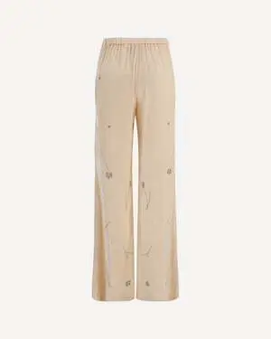 FORTE_FORTE Fleurs D'orient Embroidered Crushed Velvet Trousers