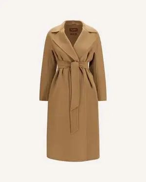 Max Mara Long Robe Coat In Wool, Cashmere And Silk - Brown