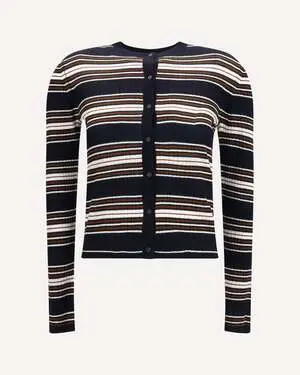 Max Mara Striped Silk And Wool Cardigan - Blue