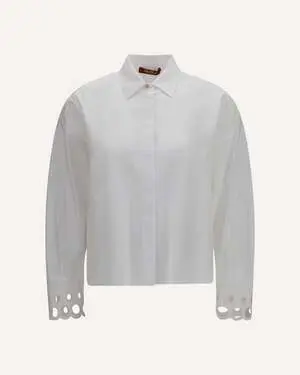 Max Mara Cotton Poplin Shirt With Scalloped Cuffs - White