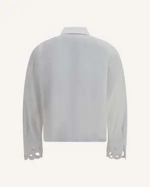 Max Mara Cotton Poplin Shirt With Scalloped Cuffs - White