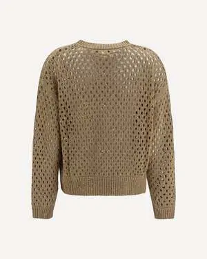 Max Mara Open Knit Cotton Sweater With Sequins Feale