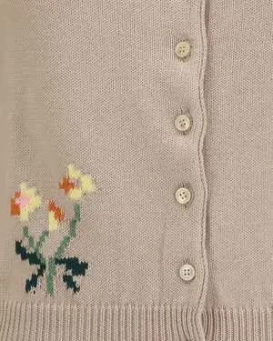 Max Mara Cotton Knit Intarsia Cardigan