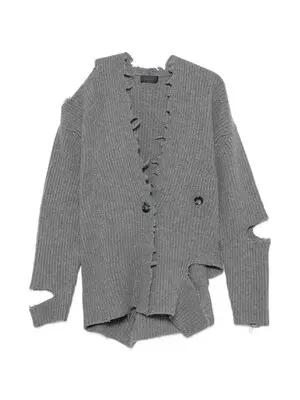 HAIKURE Distressed-effect Cardigan - Grey