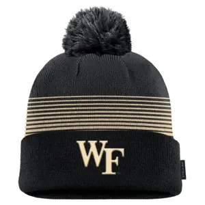 Nike Wake Forest Sideline Peak College Cuffed Pom Beanie - Black