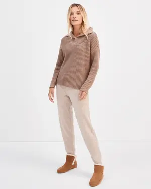 HAVEN WELL WITHIN Button-up Mock Neck Sweater