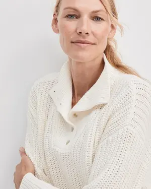 HAVEN WELL WITHIN Button-up Mock Neck Sweater