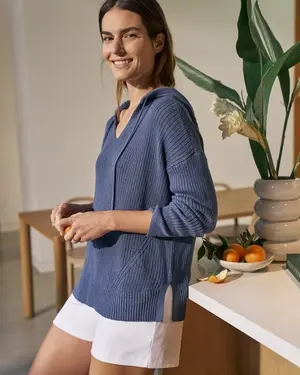 HAVEN WELL WITHIN Linen Cotton Ribbed Hoodie