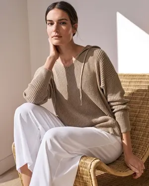 HAVEN WELL WITHIN Linen Cotton Ribbed Hoodie
