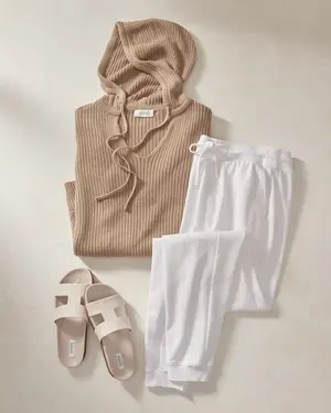 HAVEN WELL WITHIN Linen Cotton Ribbed Hoodie