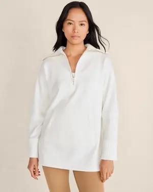 HAVEN WELL WITHIN Cozy Fleece Half-zip Tunic - Ivory
