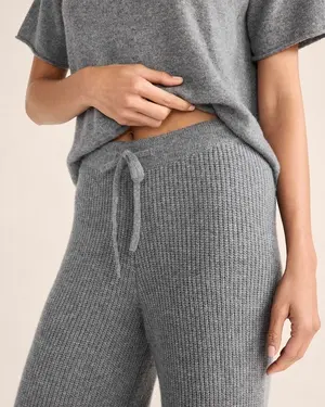 HAVEN WELL WITHIN Cashmere Rib Knit Wide Leg Pants