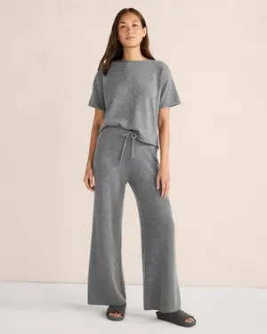 HAVEN WELL WITHIN Cashmere Rib Knit Wide Leg Pants