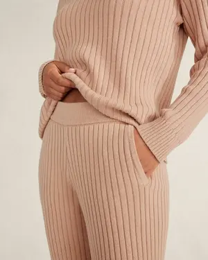 HAVEN WELL WITHIN Cotton Cashmere Rib-knit Cropped Pants