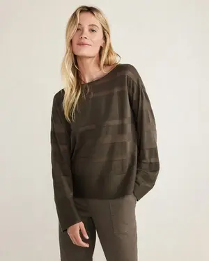 HAVEN WELL WITHIN Organic Cotton Sheer Stripe Bateau Neck Sweater