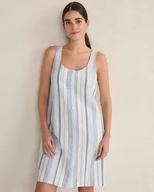 HAVEN WELL WITHIN Organic Cotton Linen Coastal Stripe Sleep Dress